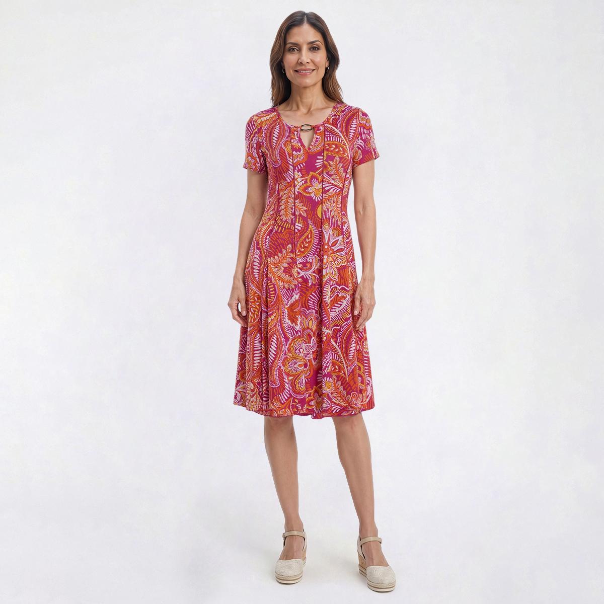 Click here for Petite Sami & Jo Keyhole Neck Paisley A-Line Dress prices